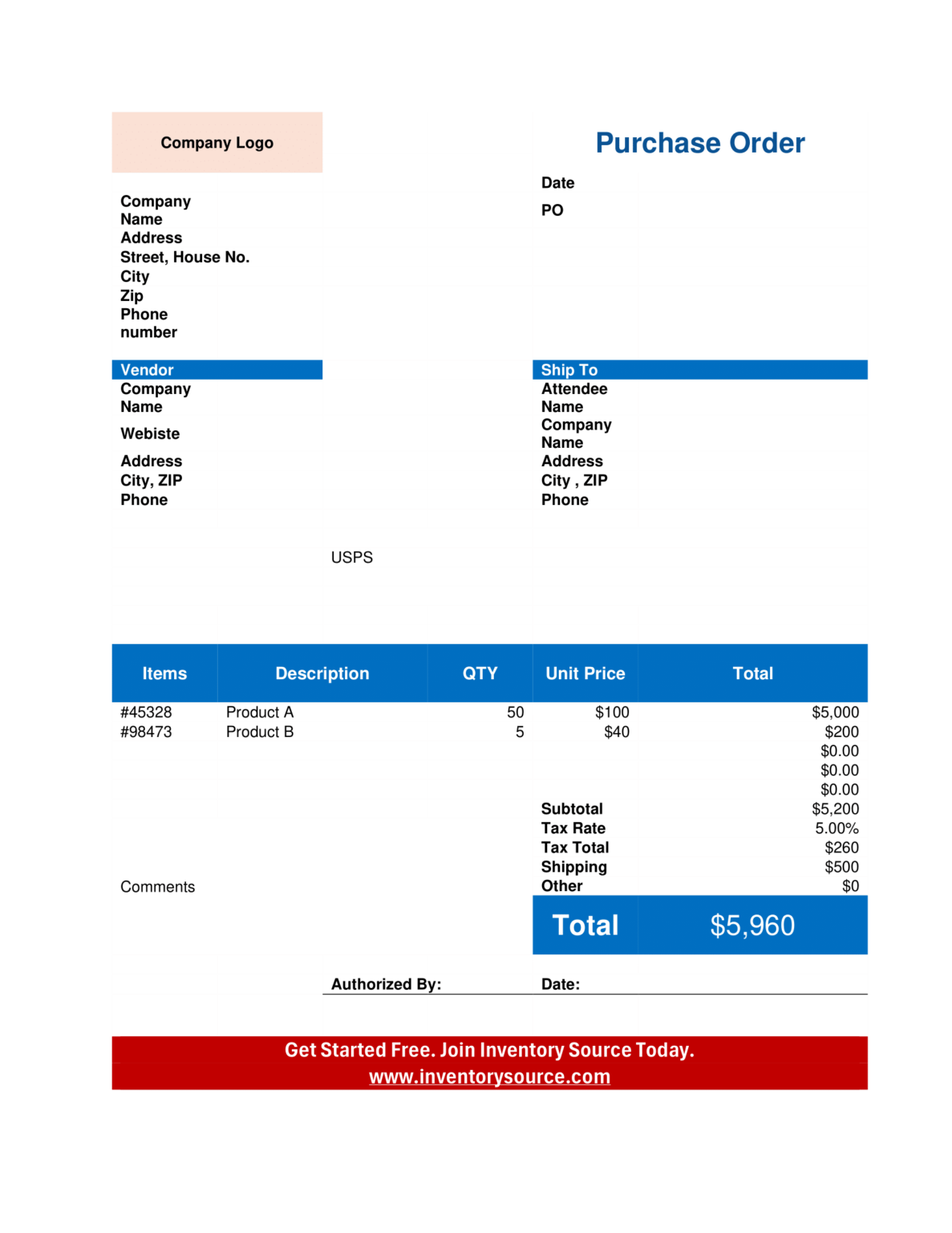 4 Free Purchase Order Templates for Your Business - Inventory Source